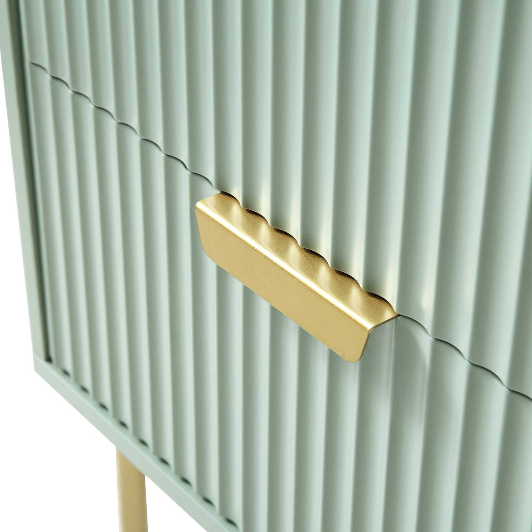 Richmond Ridged 2 Drawer Bedside Table, Matte Sage Green | daals