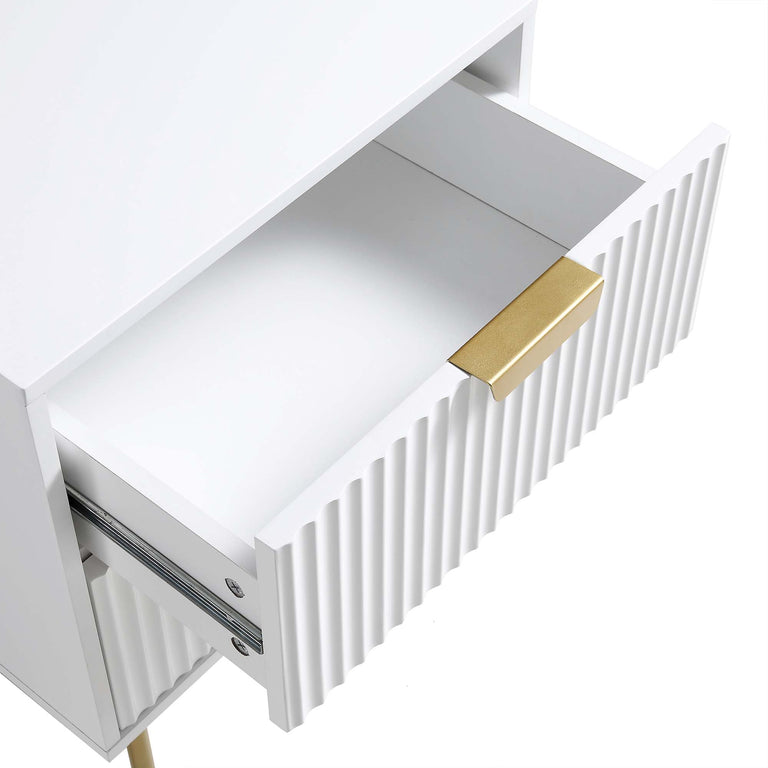 Richmond Ridged 2 Drawer Bedside Table, Matte White | daals