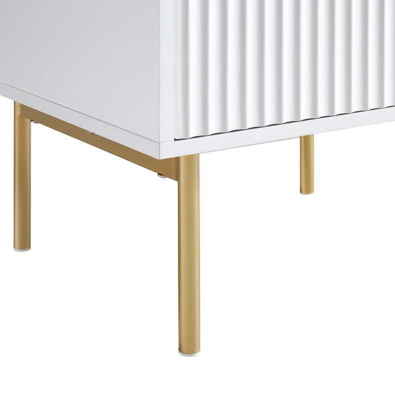 Richmond Ridged 2 Drawer Bedside Table, Matte White | daals