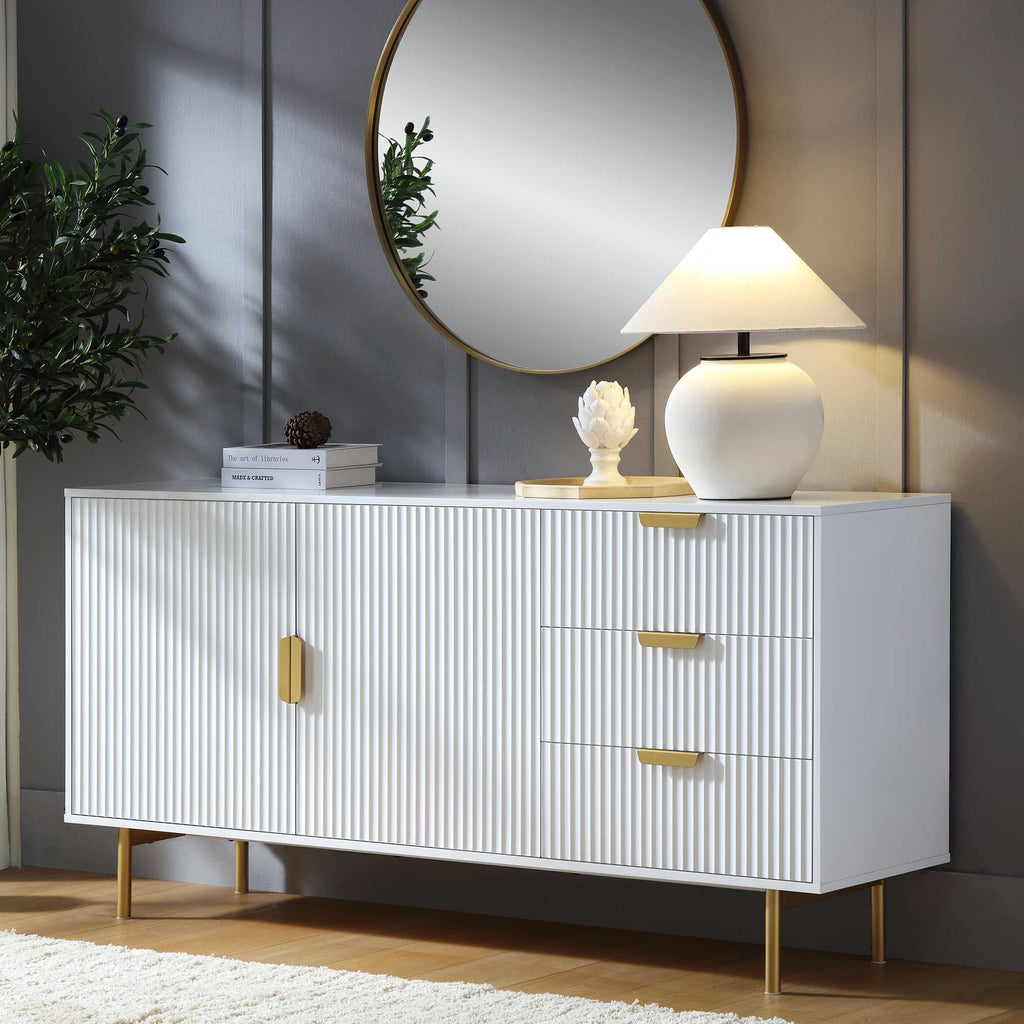 Richmond Ridged Large Sideboard, Matte White | daals
