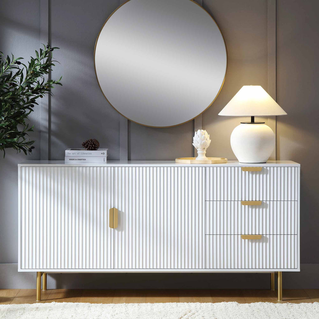 Richmond Ridged Large Sideboard, Matte White | daals