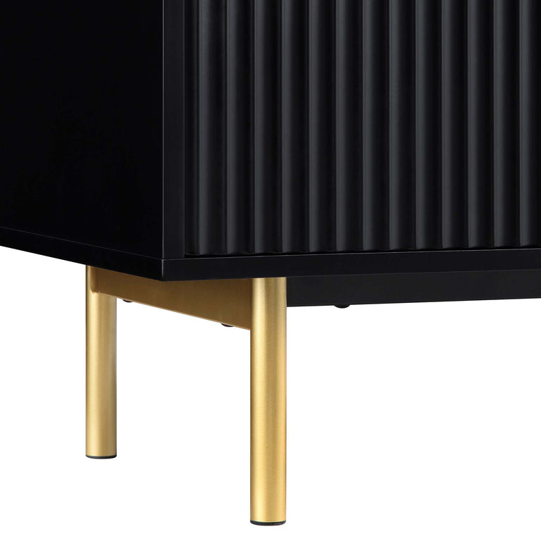 Richmond Ridged Highboard Storage Cabinet, Matte Black | daals