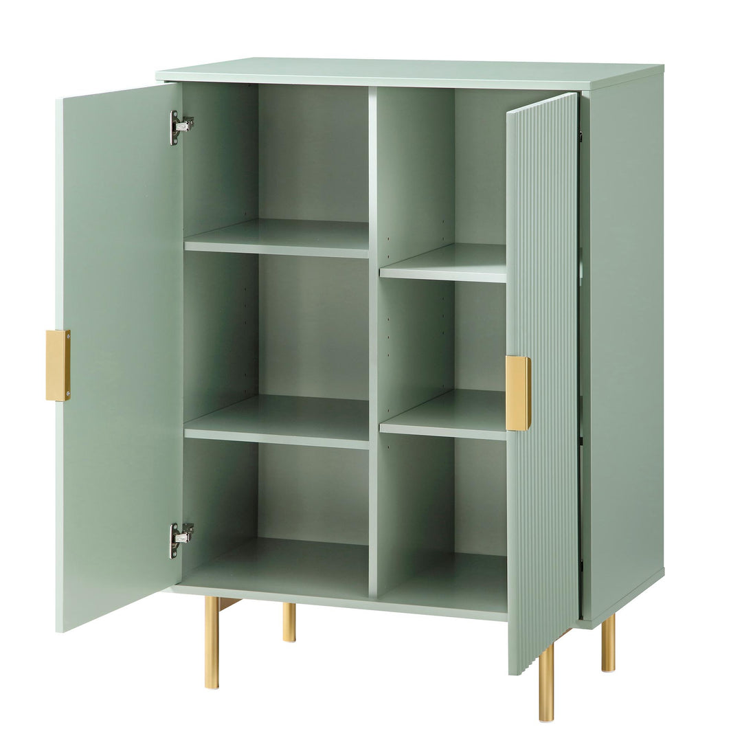 Richmond Ridged Highboard Storage Cabinet, Matte Sage Green | daals