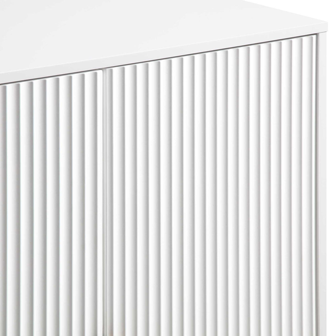 Richmond Ridged Highboard Storage Cabinet, Matte White | daals