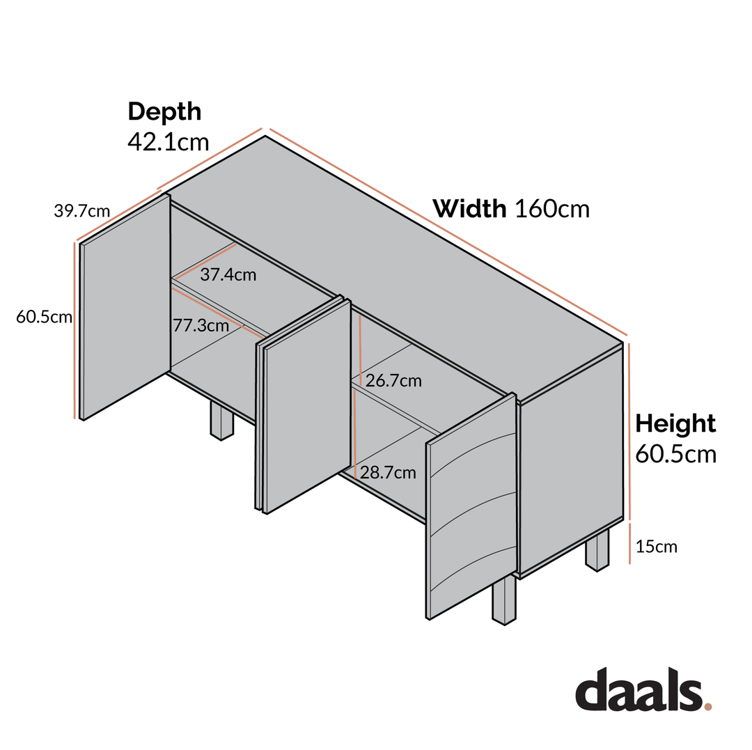 Moriko Extra Wide 4 Door Sideboard, 160 cm | daals