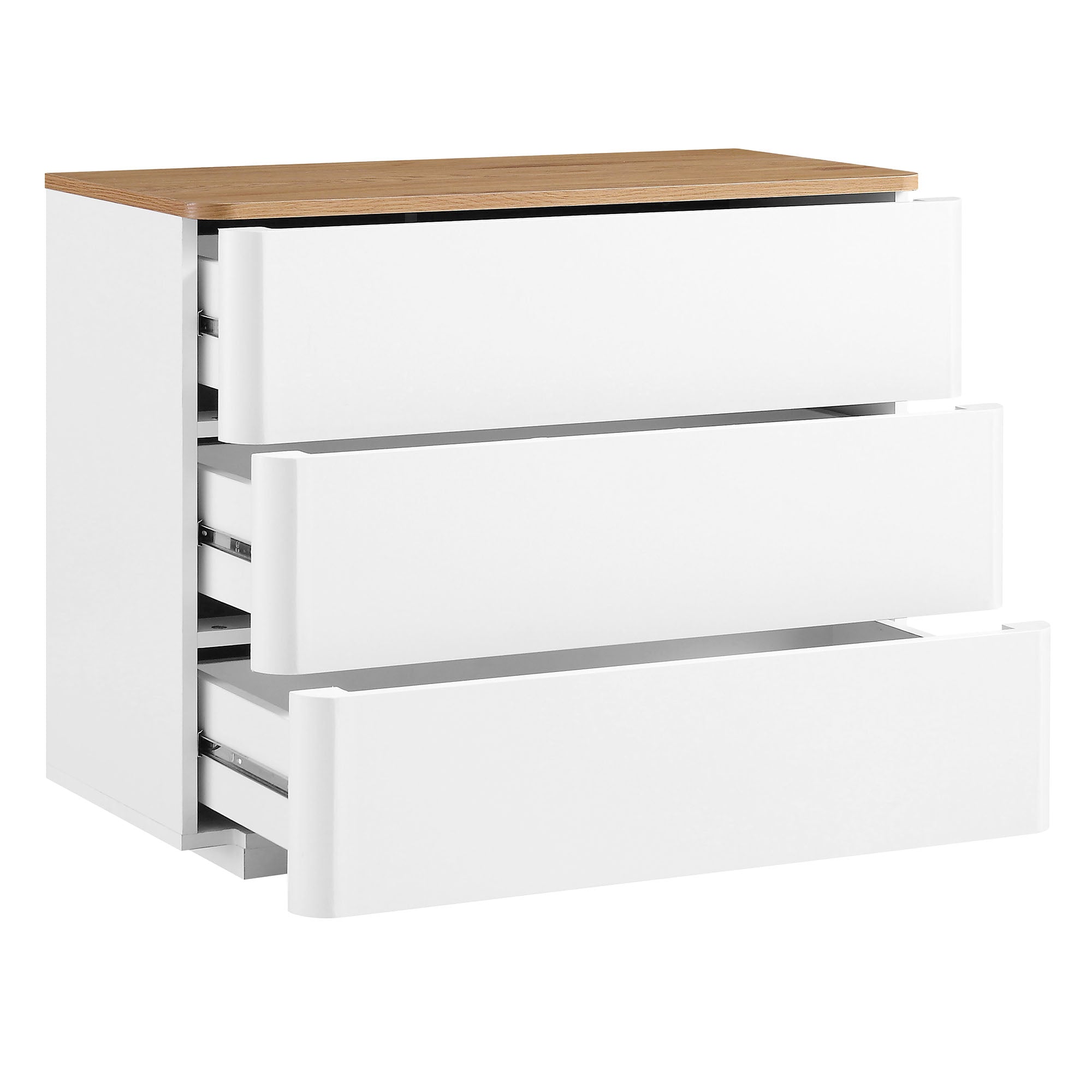 Agnes Curved Edge Chest of 3 Drawers, White | daals