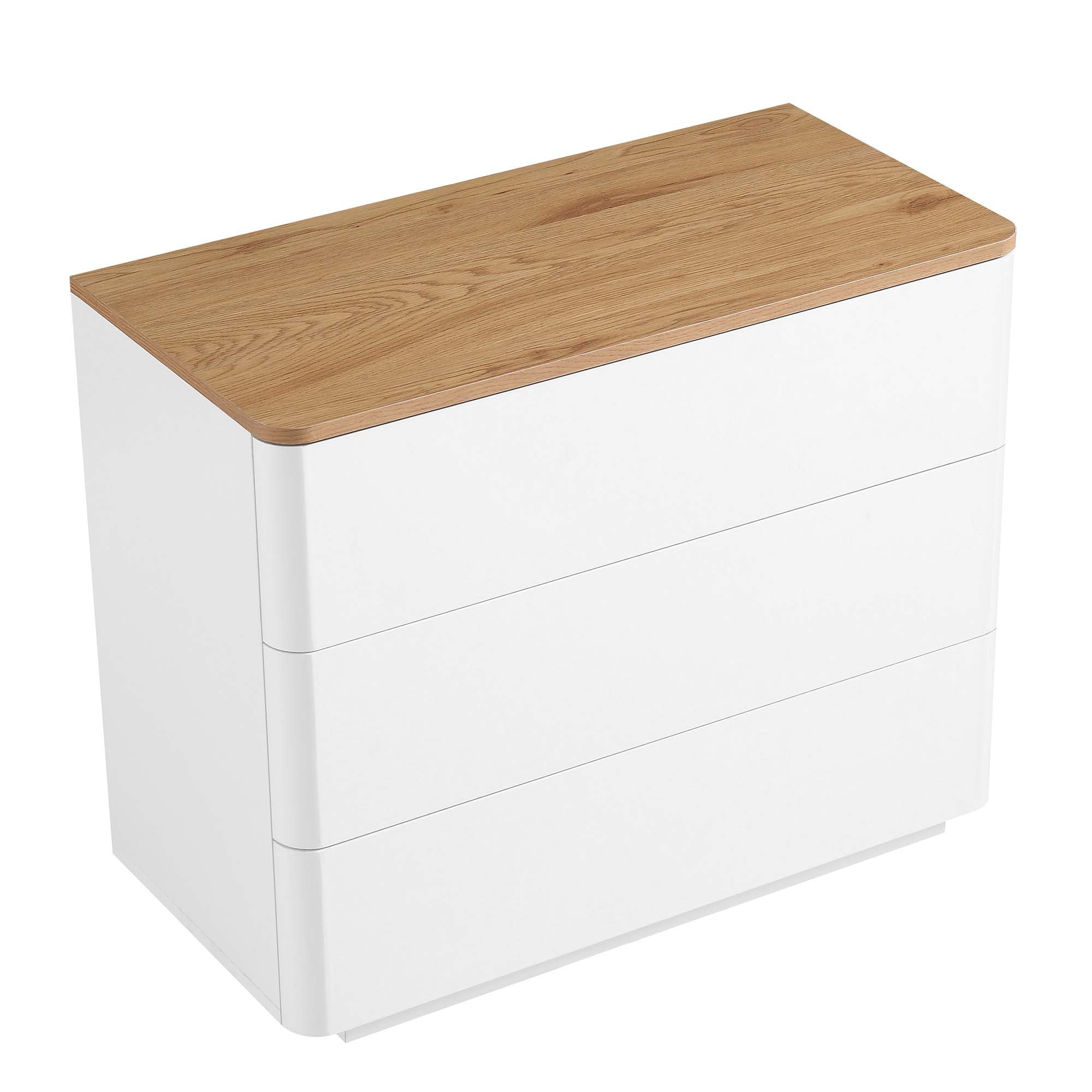 Agnes Curved Edge Chest of 3 Drawers, White | daals