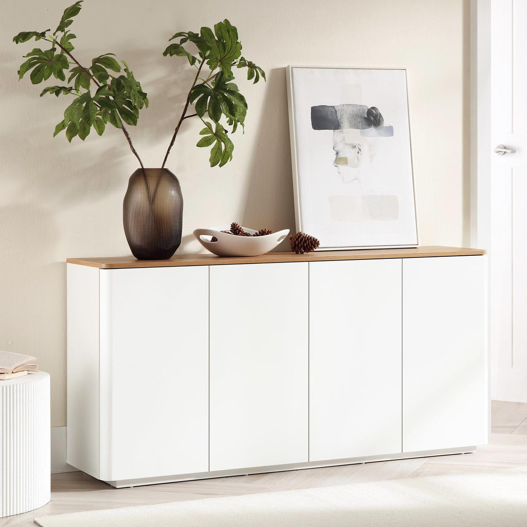Agnes Curved Edge 150cm Wide Sideboard, White | daals