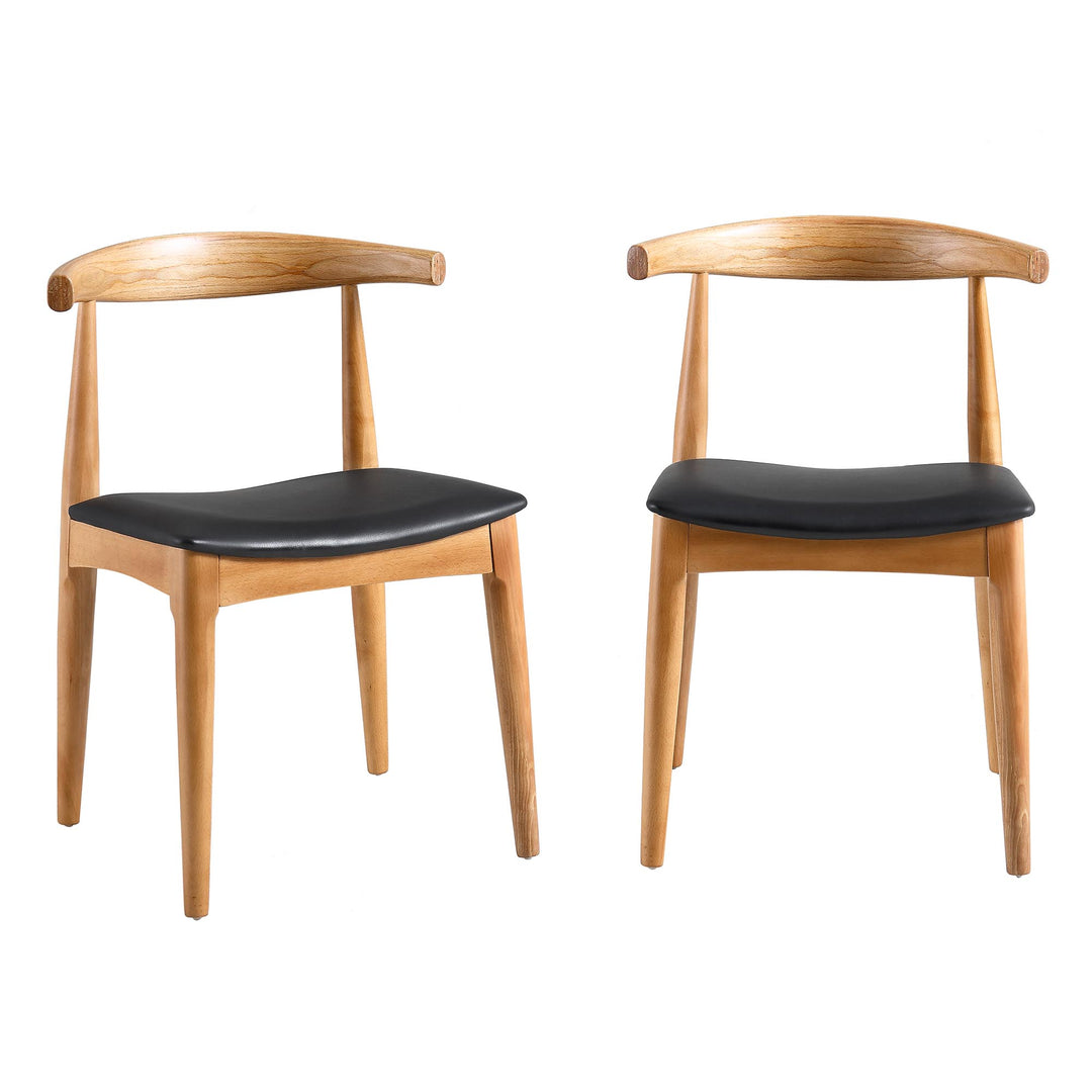 Arley Set of 2 Beech Wood Dining Chairs, Natural and Black | daals