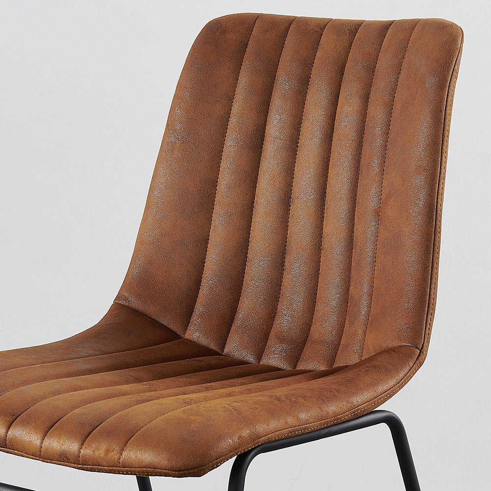 Sutton Set of 2 Vegan Leather Fluted Dining Chairs with Metal Frame (C ...