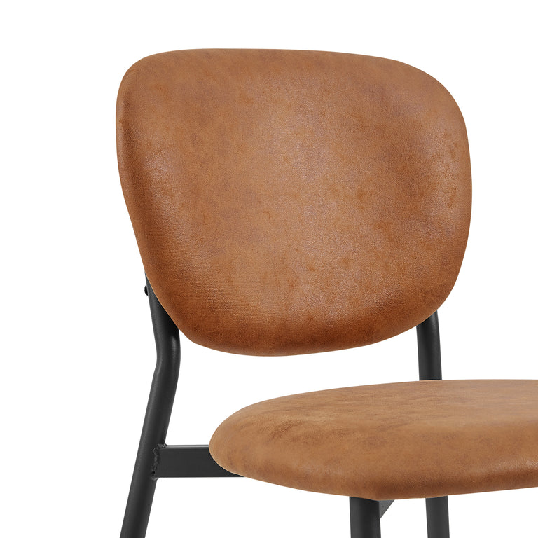 Kelmarsh Set of 2 Cognac Colour Vegan Leather Upholstered Dining Chair ...