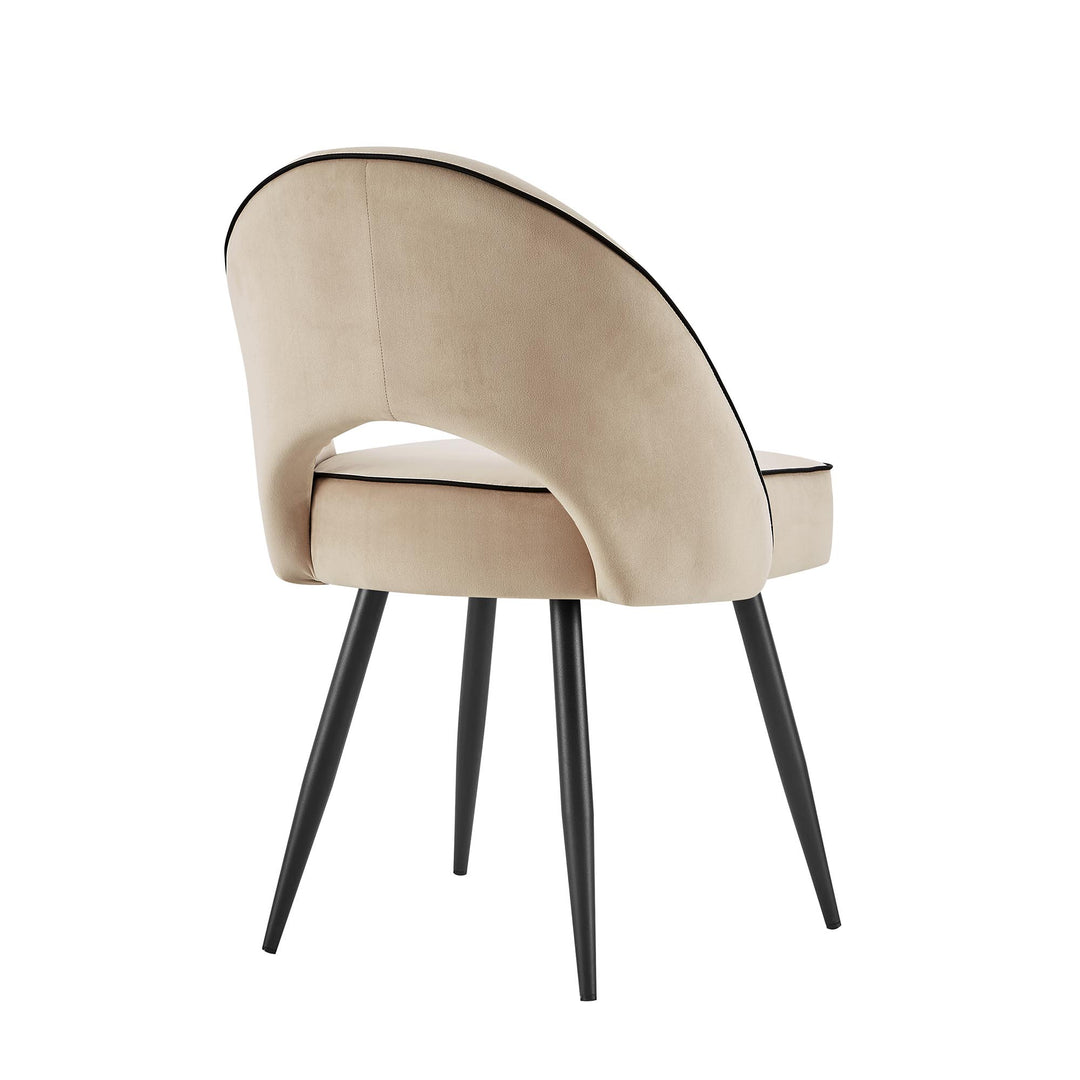 Oakley Set of 2 Champagne Velvet Upholstered Dining Chairs with Contra ...