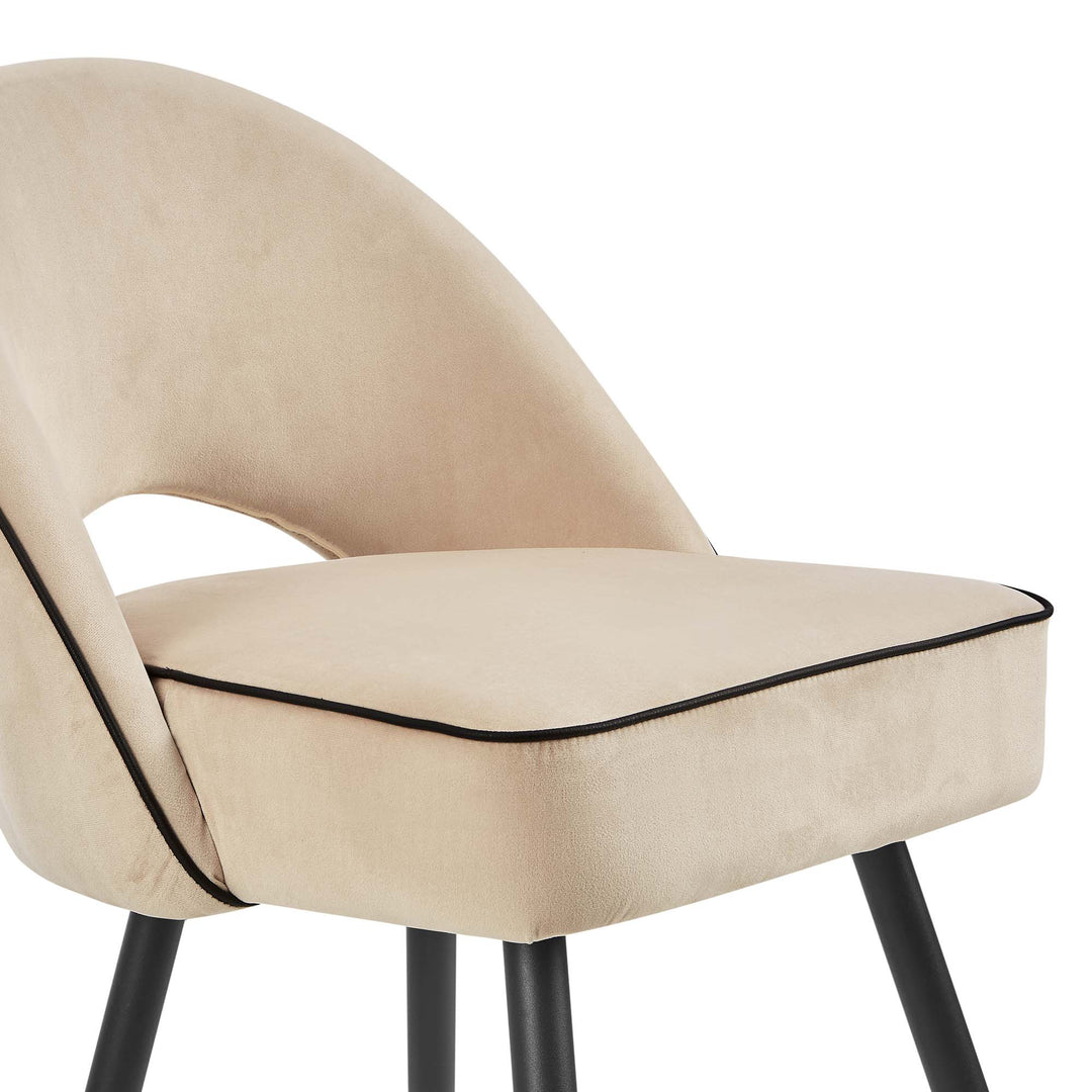 Oakley Set of 2 Champagne Velvet Upholstered Dining Chairs with Contra ...