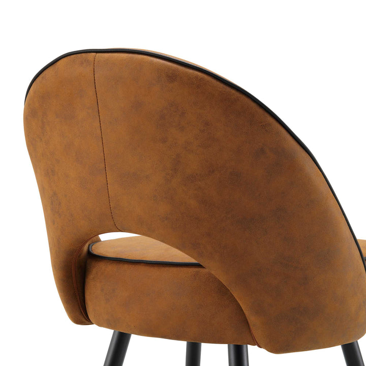 Oakley Set of 2 Cognac Colour Vegan Leather Upholstered Dining Chairs ...