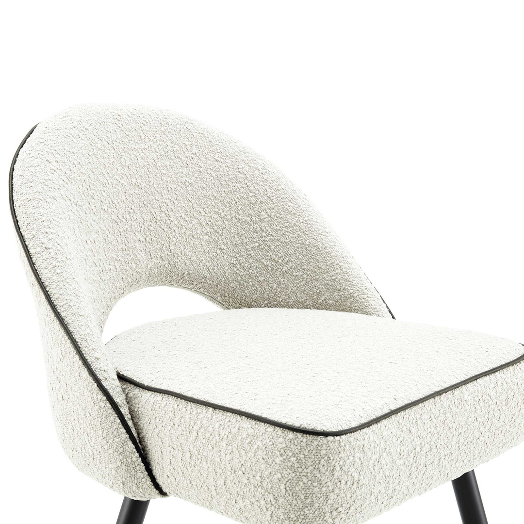 Oakley Set of 2 White Boucle Upholstered Dining Chairs with Piping | daals
