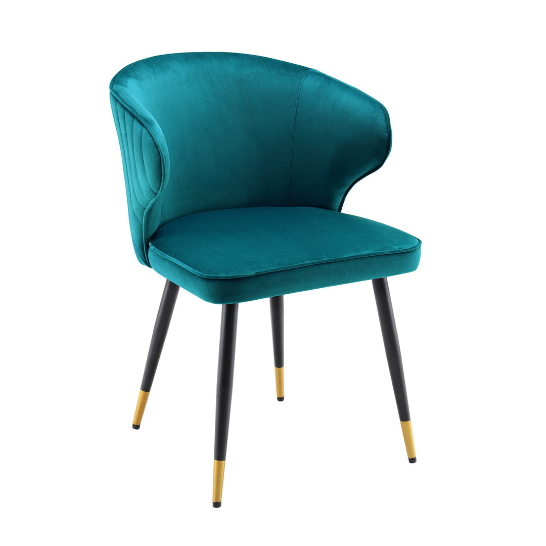 Langham Set of 2 Teal Velvet Upholstered Carver Dining Chairs | daals