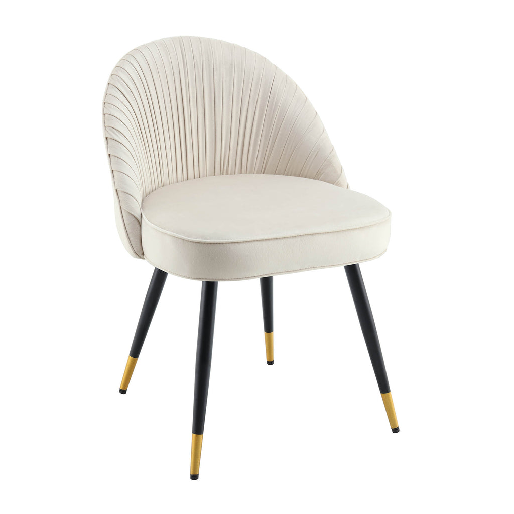 Miyae Set of 2 Pleated Champange Velvet Upholstered Dining Chairs | daals