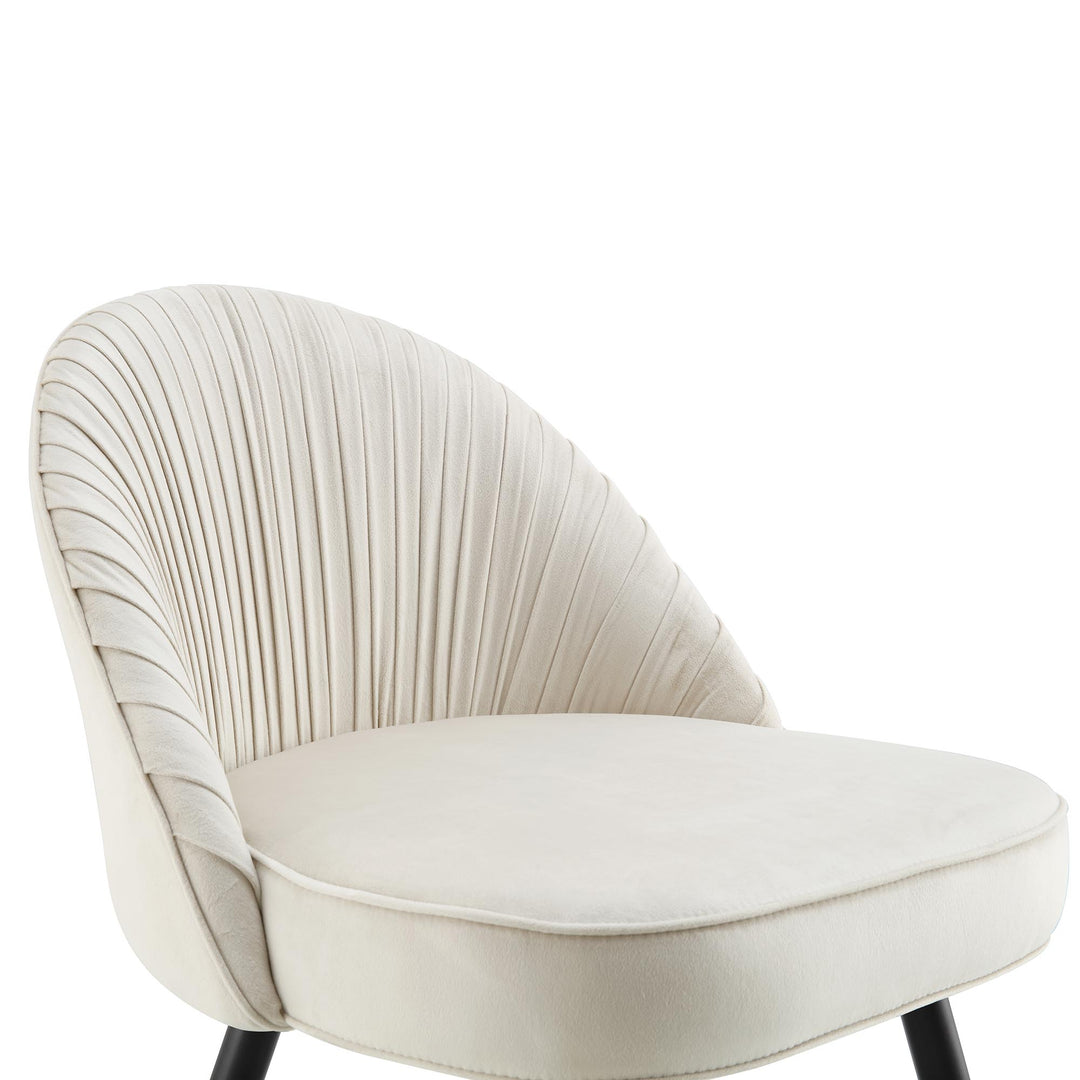 Miyae Set of 2 Pleated Champange Velvet Upholstered Dining Chairs | daals
