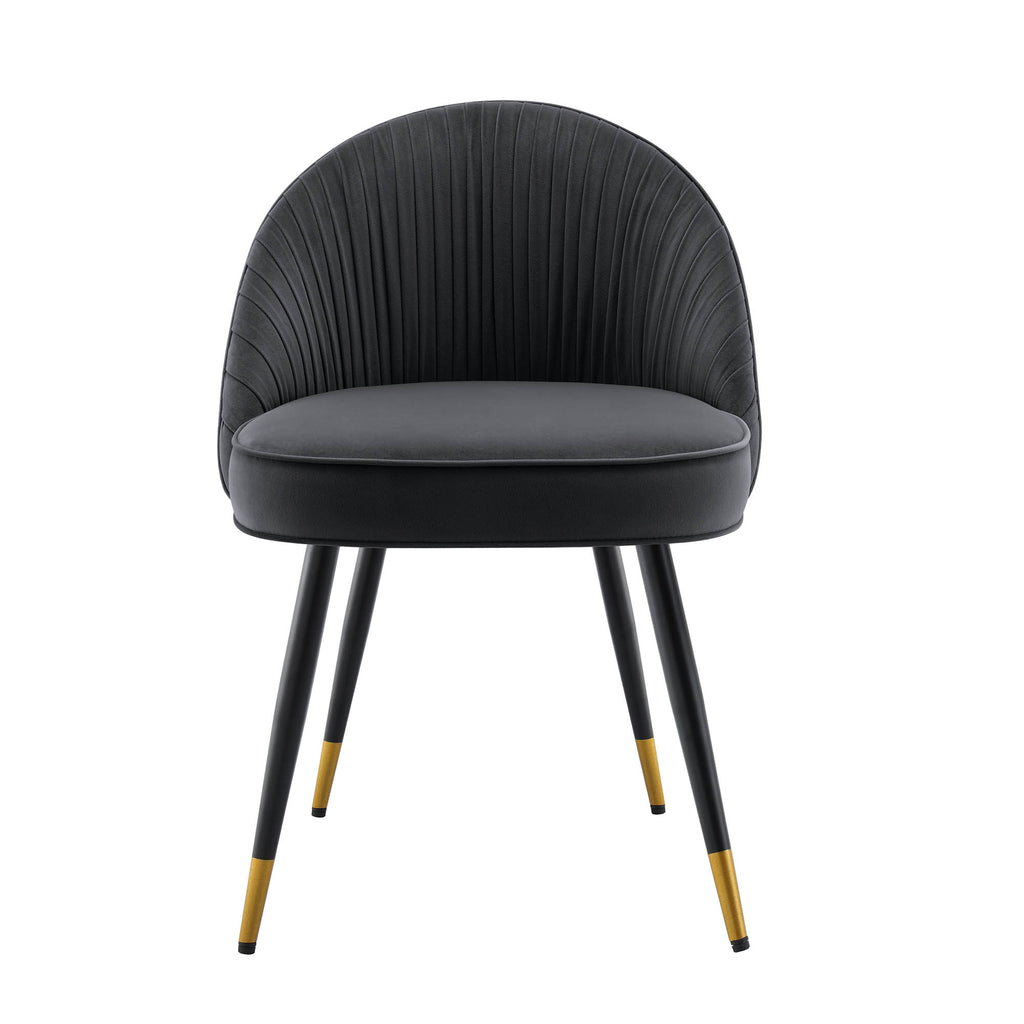 Miyae Set of 2 Pleated Charcoal Velvet Upholstered Dining Chairs | daals