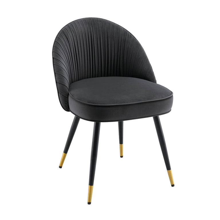 Miyae Set of 2 Pleated Charcoal Velvet Upholstered Dining Chairs | daals