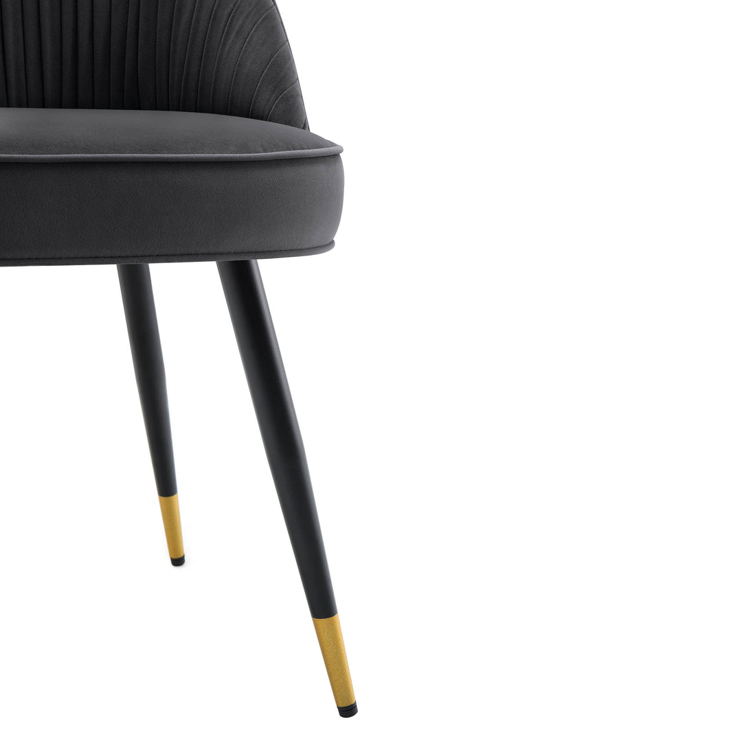 Miyae Set of 2 Pleated Charcoal Velvet Upholstered Dining Chairs | daals