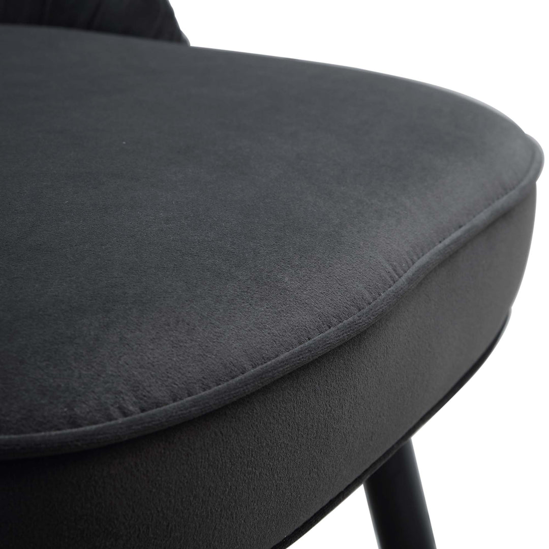 Miyae Set of 2 Pleated Charcoal Velvet Upholstered Dining Chairs | daals