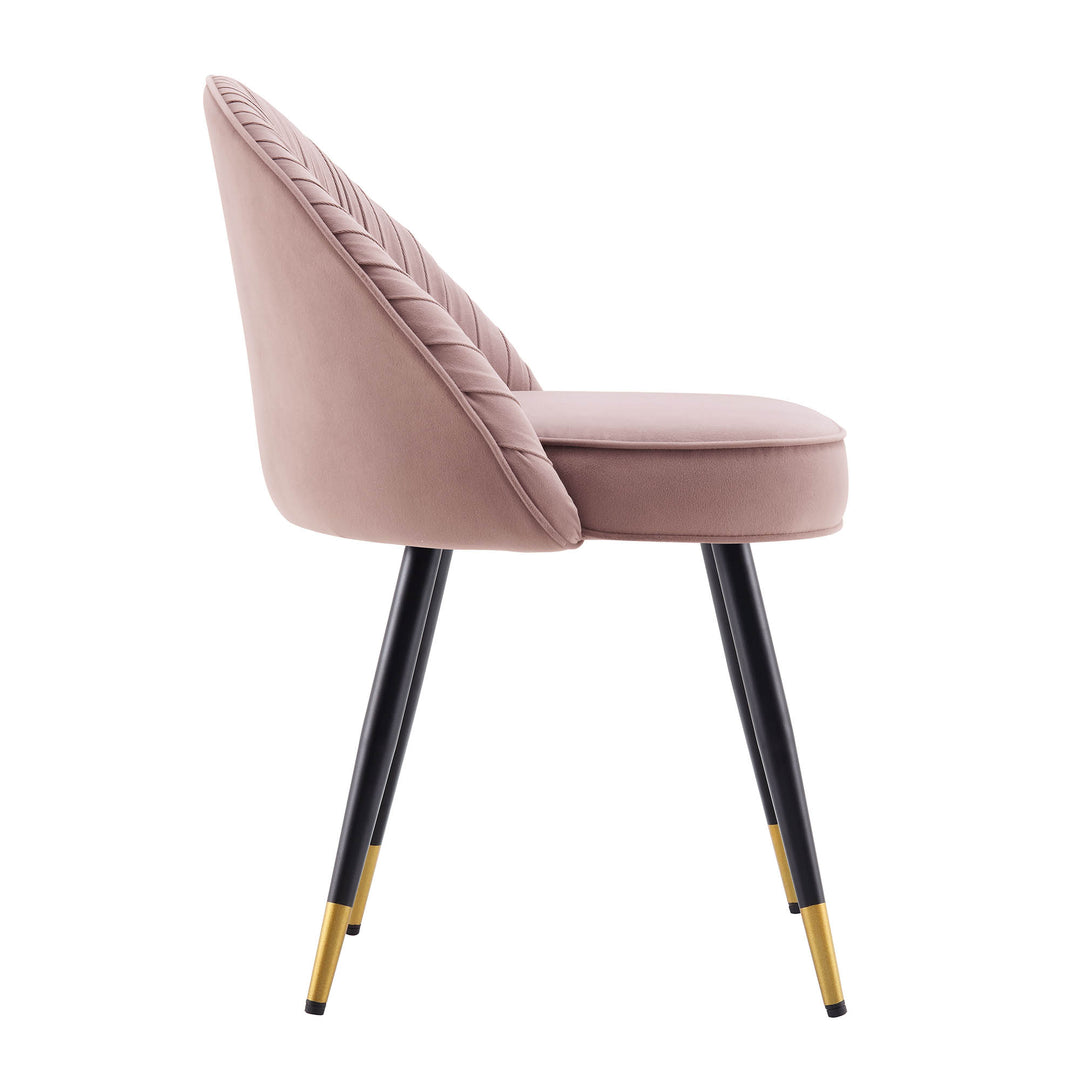Miyae Set of 2 Pleated Pale Pink Velvet Upholstered Dining Chairs | daals