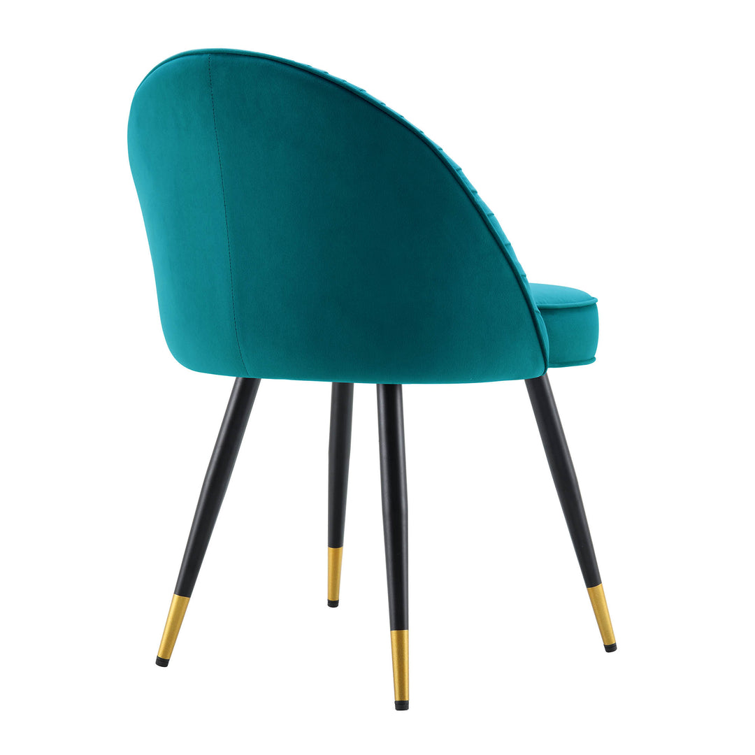 Miyae Set of 2 Pleated Teal Velvet Upholstered Dining Chairs | daals