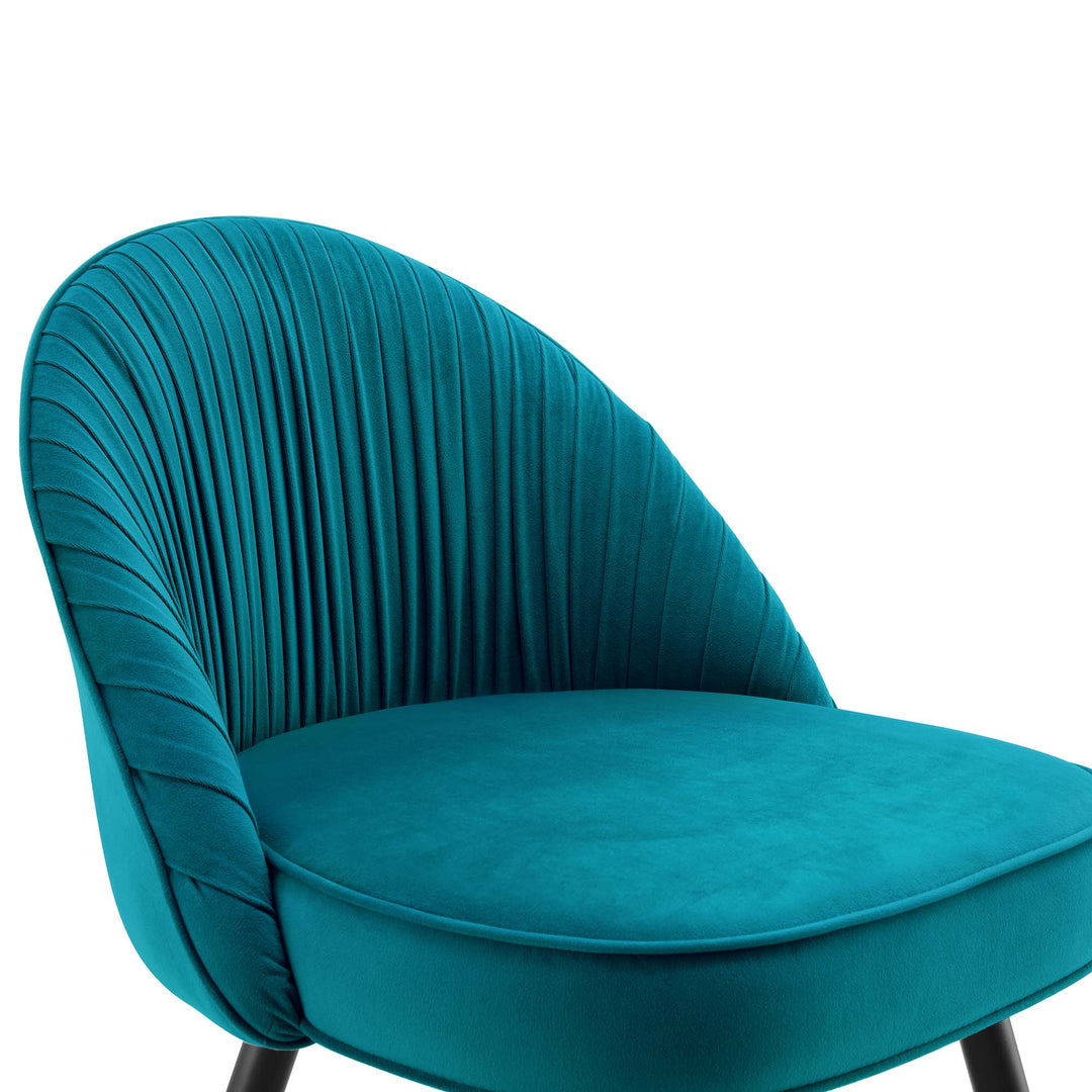 Miyae Set of 2 Pleated Teal Velvet Upholstered Dining Chairs | daals