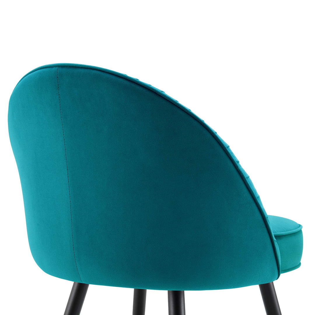 Miyae Set of 2 Pleated Teal Velvet Upholstered Dining Chairs | daals