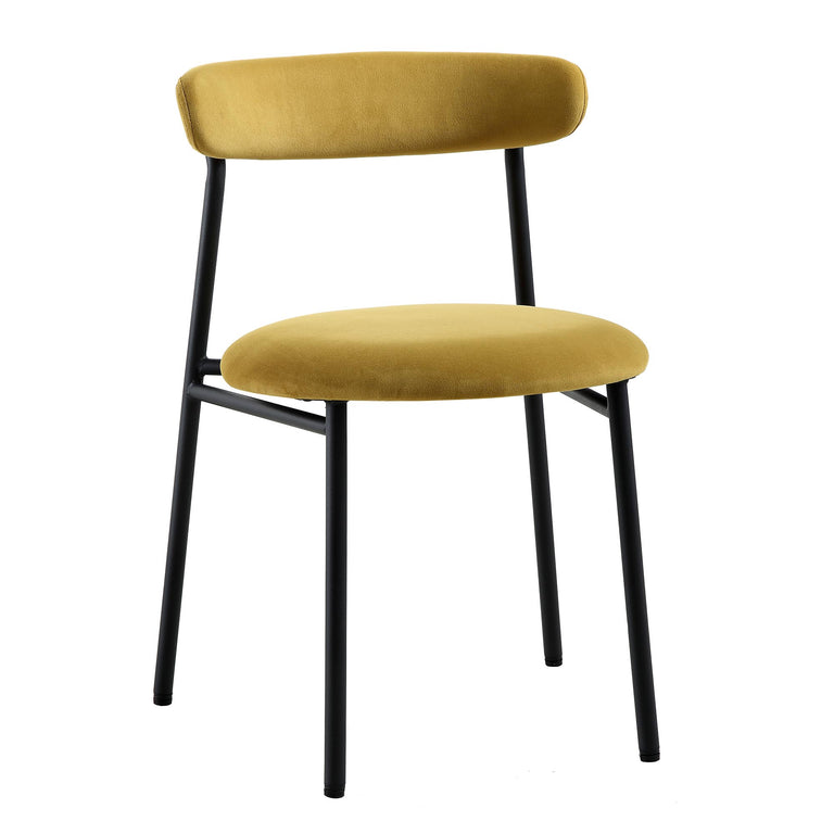 Donna Set of 2 Mustard Yellow Velvet Dining Chairs | daals