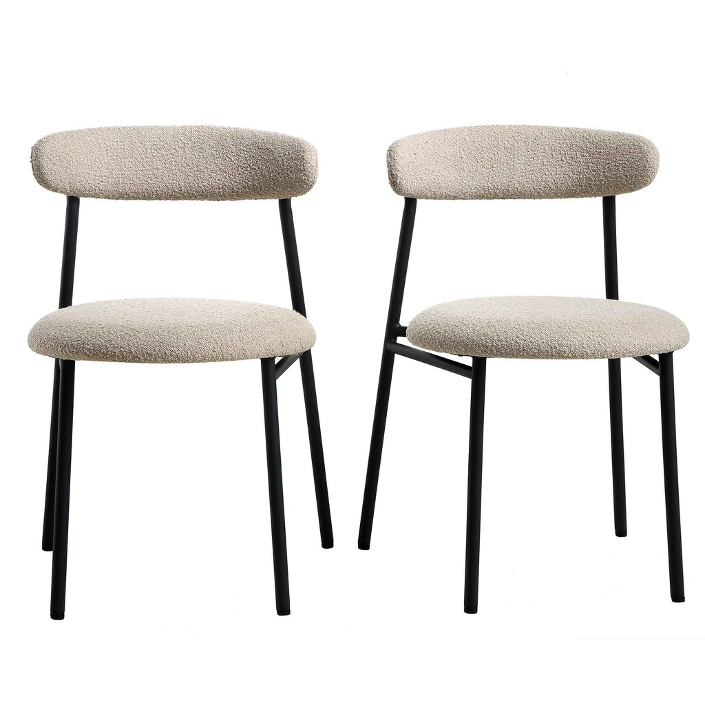 Donna Set of 2 Taupe Boucle Dining Chairs | daals
