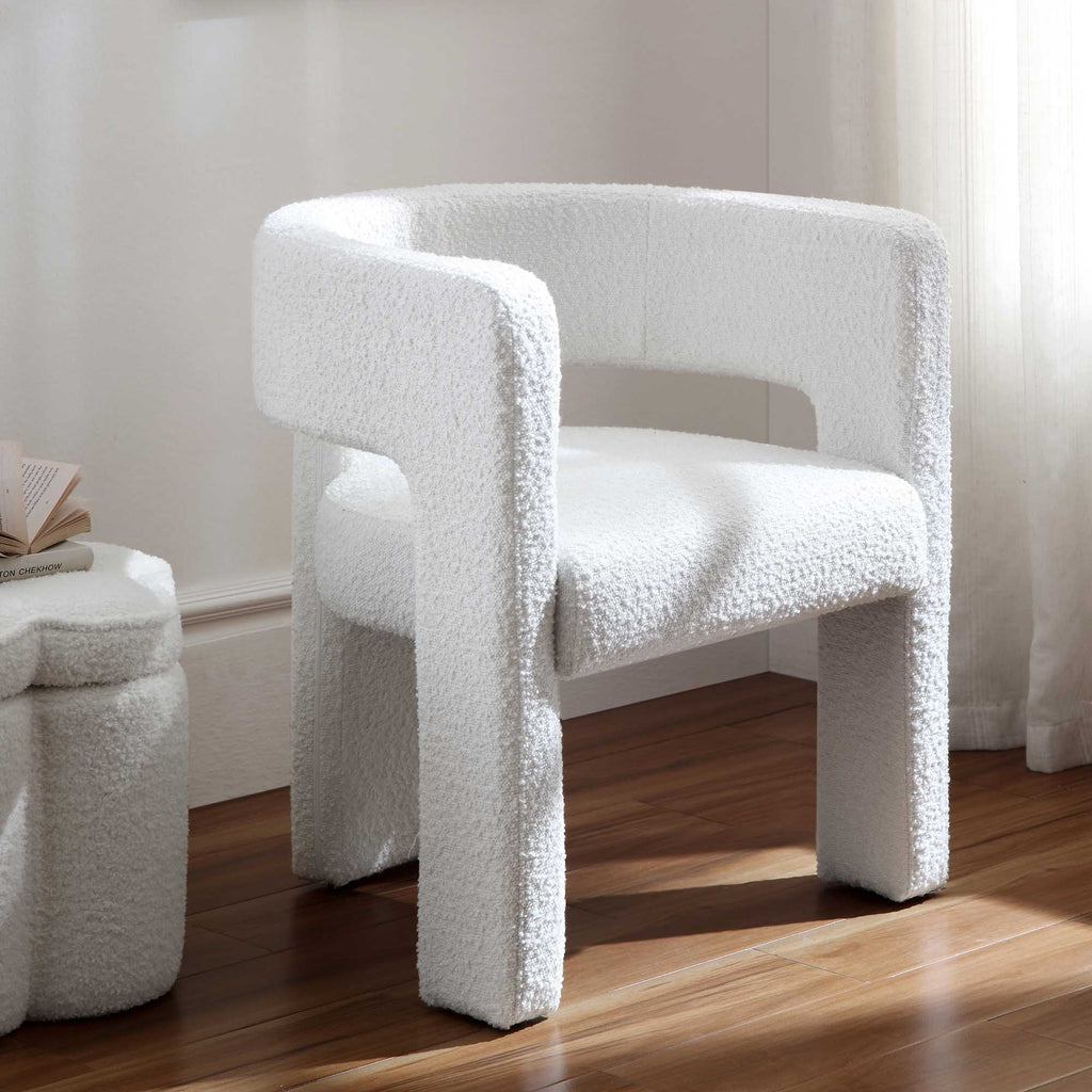 Greenwich White Boucle Dining Chair | daals