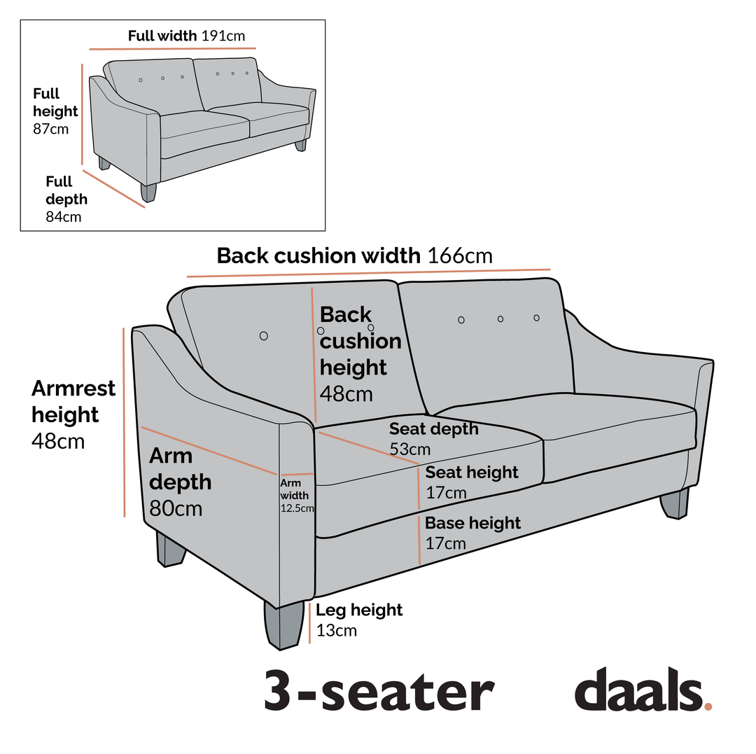 Harper 3-Seater Slope Arm Grey Woven Fabric Sofa | daals