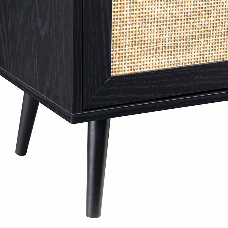Frances Woven Rattan Display Cabinet, Black | daals