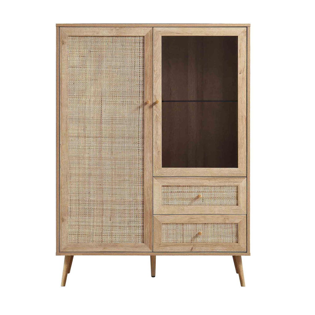 Frances Woven Rattan Display Cabinet, Natural | daals