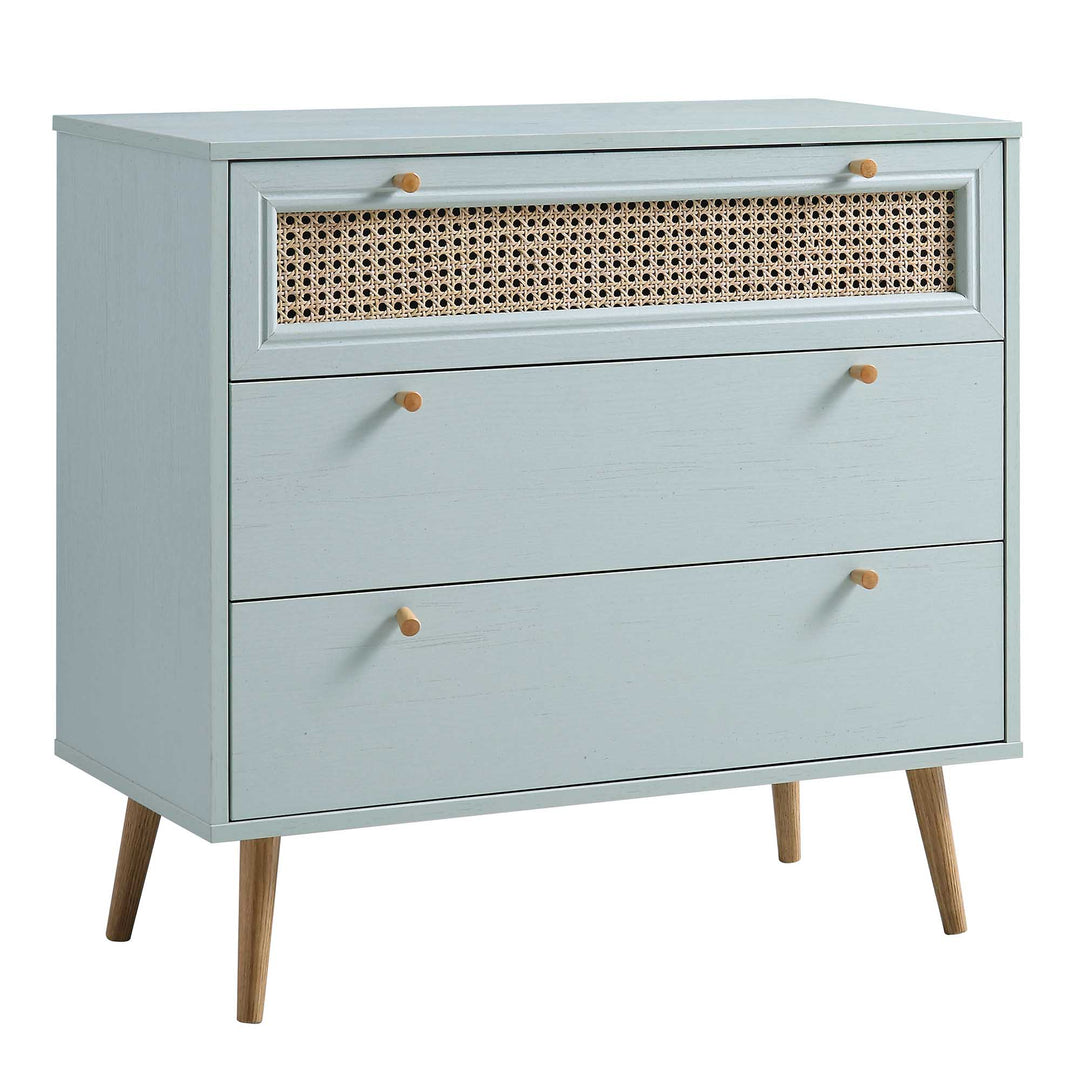 Anya Woven Rattan Chest of 3 Drawer in Mint Colour | daals