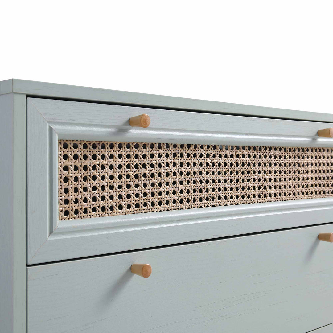 Anya Woven Rattan Chest of 3 Drawer in Mint Colour | daals
