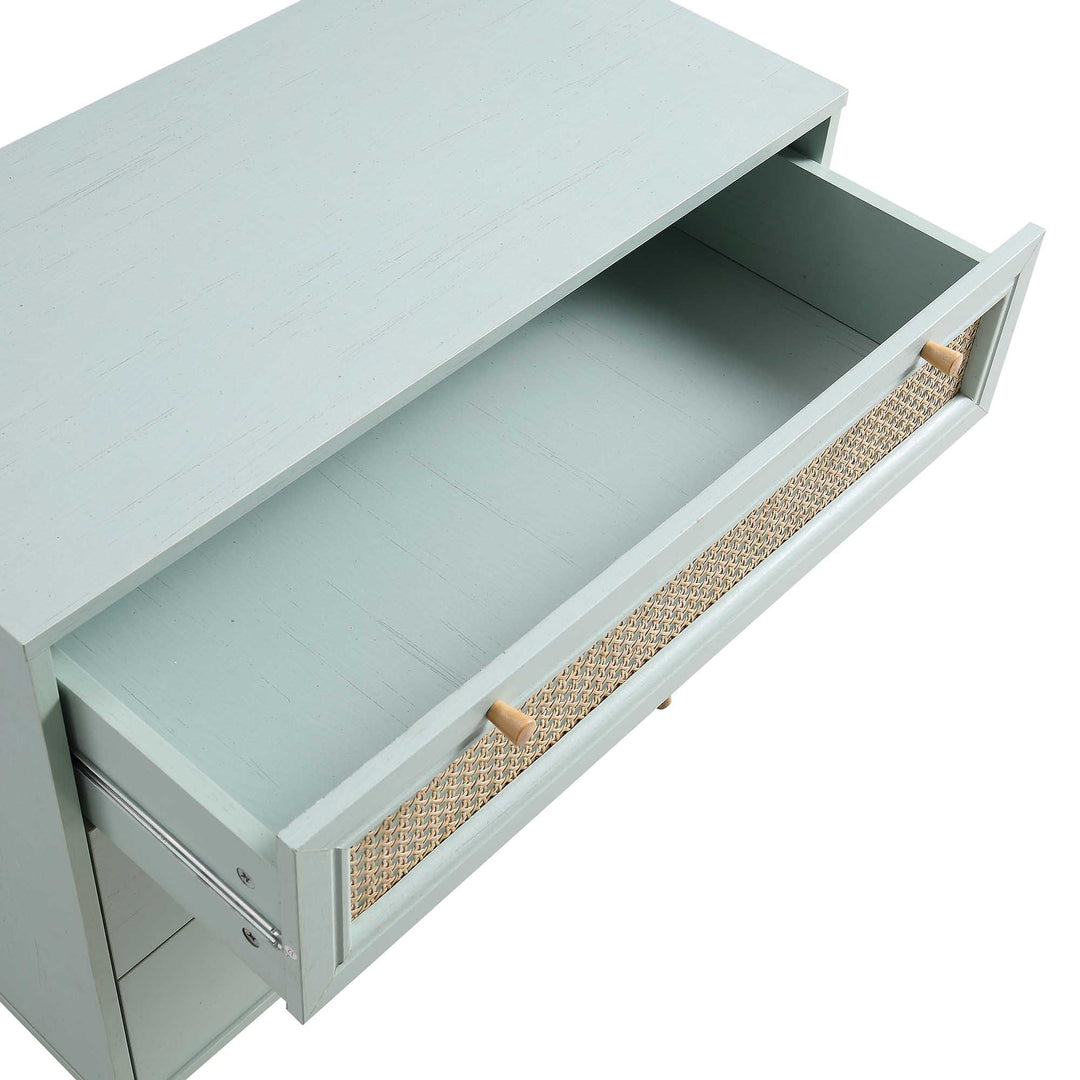 Anya Woven Rattan Chest of 3 Drawer in Mint Colour | daals