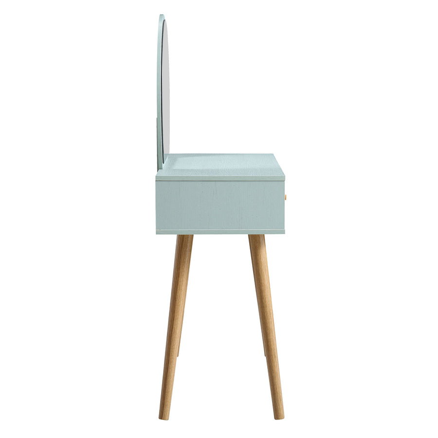 Frances Woven Rattan Dressing Table with Mirror, Mint | daals