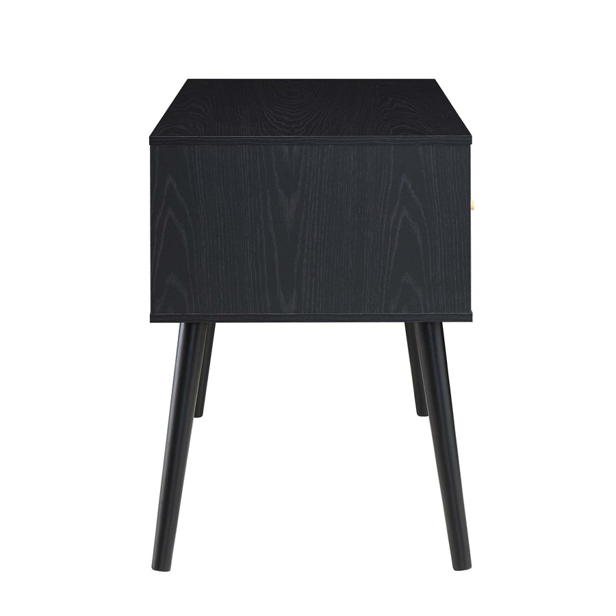 Frances Woven Rattan 2-Door Desk, Black | daals
