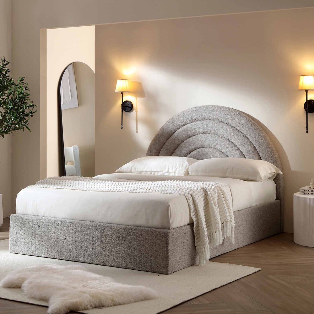 Archer Grey Boucle Ottoman Storage Bed | daals