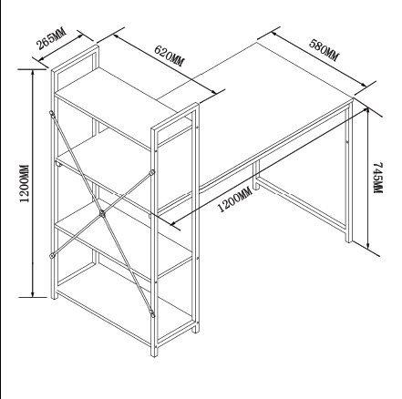 4-Tier Shelves Computer Workstation Desk, Natural Colour | daals