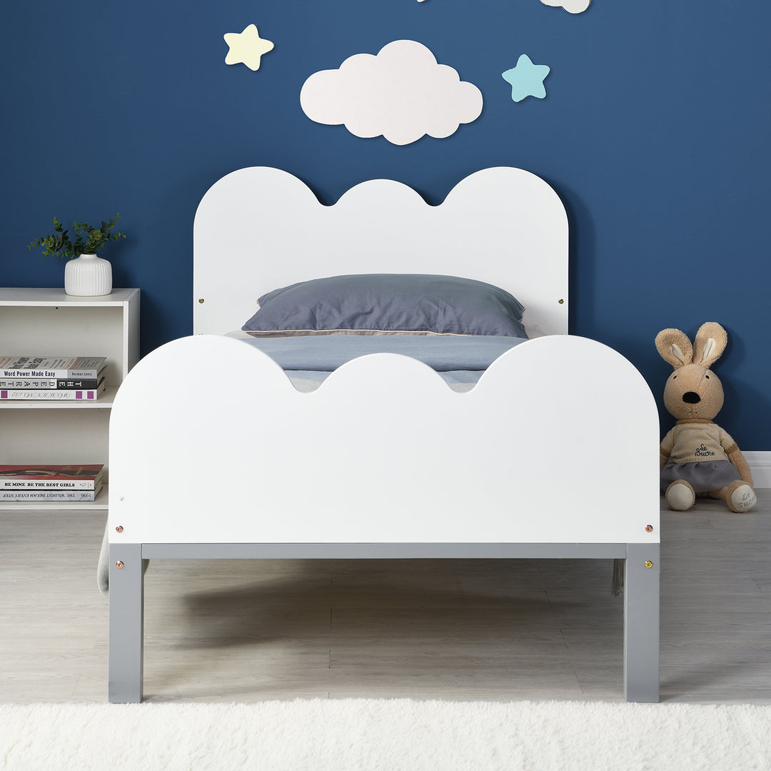 Hedwig Wooden Cloud Headboard Kid's Single Bed | daals