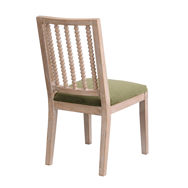 Hemingford Set of 2 Moss Green Velvet Bobbin Spindle Dining Chair | daals