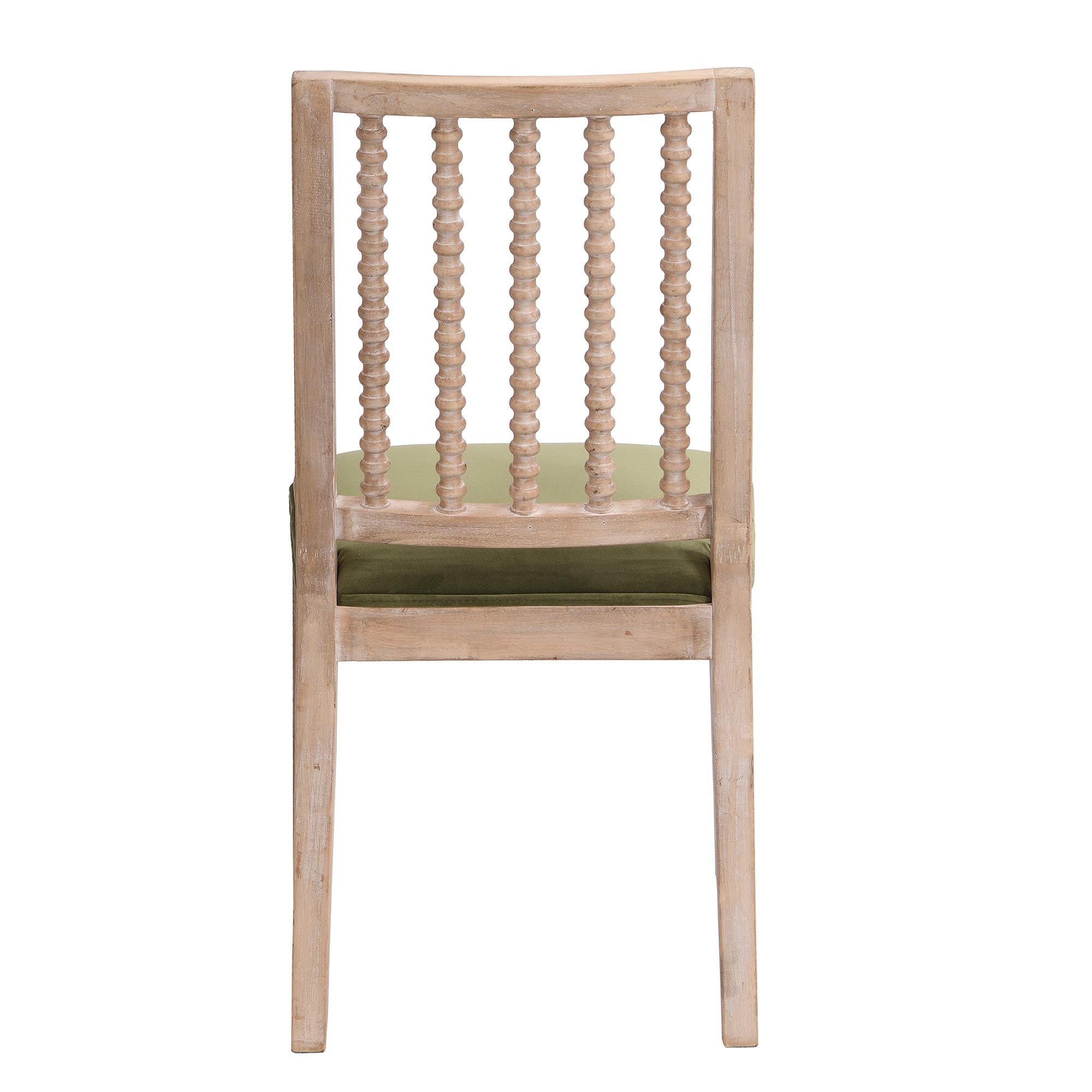 Hemingford Set of 2 Moss Green Velvet Bobbin Spindle Dining Chair | daals