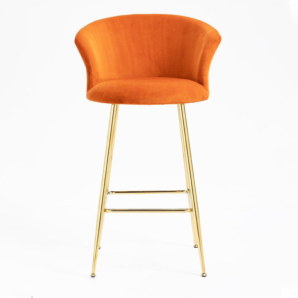 Kylie Set of 2 Orange Velvet Bar Stools | daals
