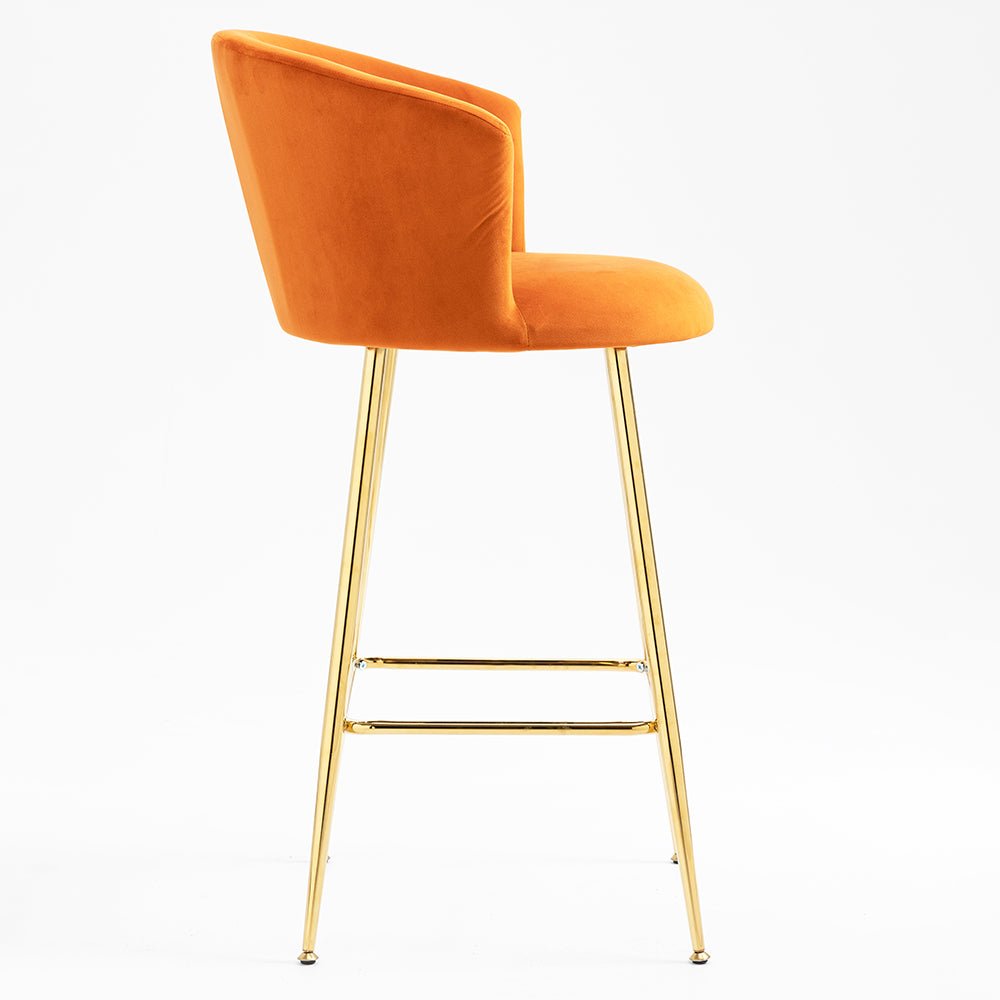 Kylie Set of 2 Orange Velvet Bar Stools | daals