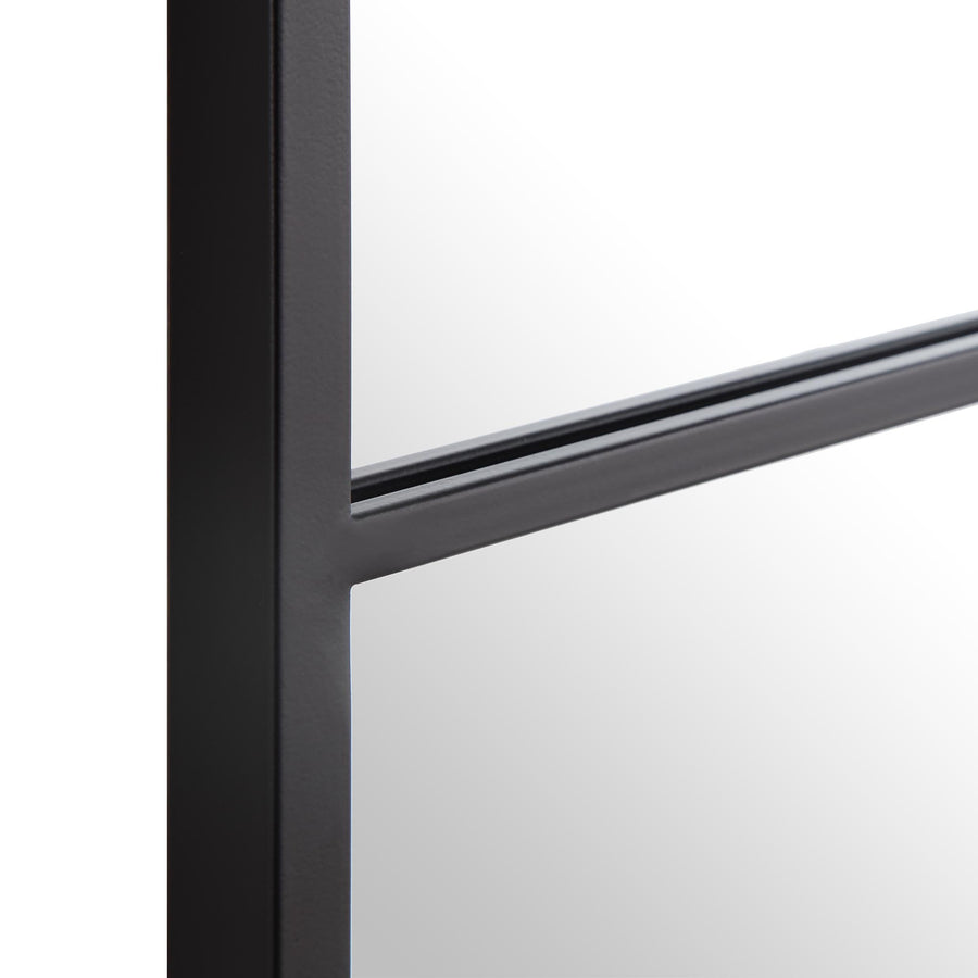 Herbert Industrial Metal Window Mirror 120 x 120 cm, Black | daals