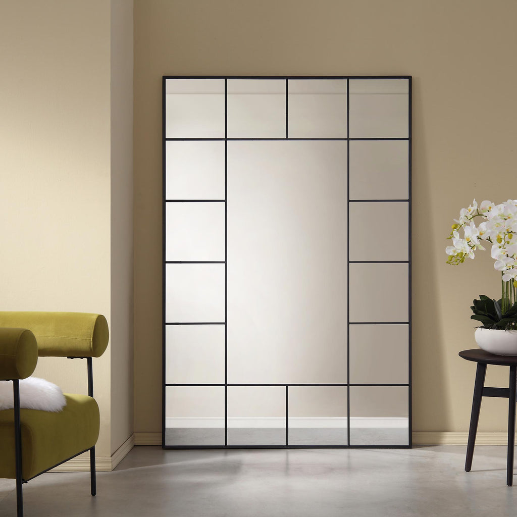 Herbert Full Length Metal Frame Window Mirror 180 x 120 cm, Black | daals